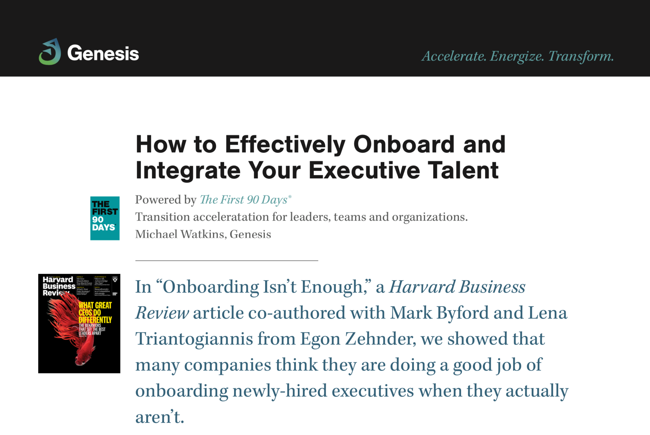 How to Successfully Onboard and Integrate Your Executive Talent